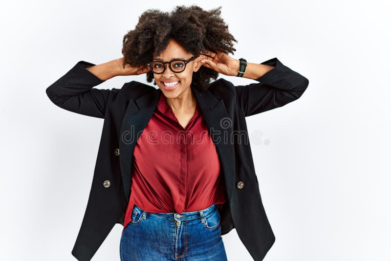 African American Woman With Afro Hair Wearing Business Jacket And