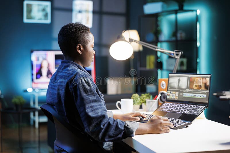 Woman Editing Film Footage on Laptop Stock Image - Image of interface ... Woman Editing Film Footage on Laptop Stock Image - Image of interface ...