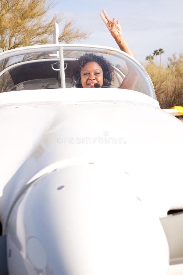 African American Woman Flying a Private Plane Stock Photo - Image of ...
