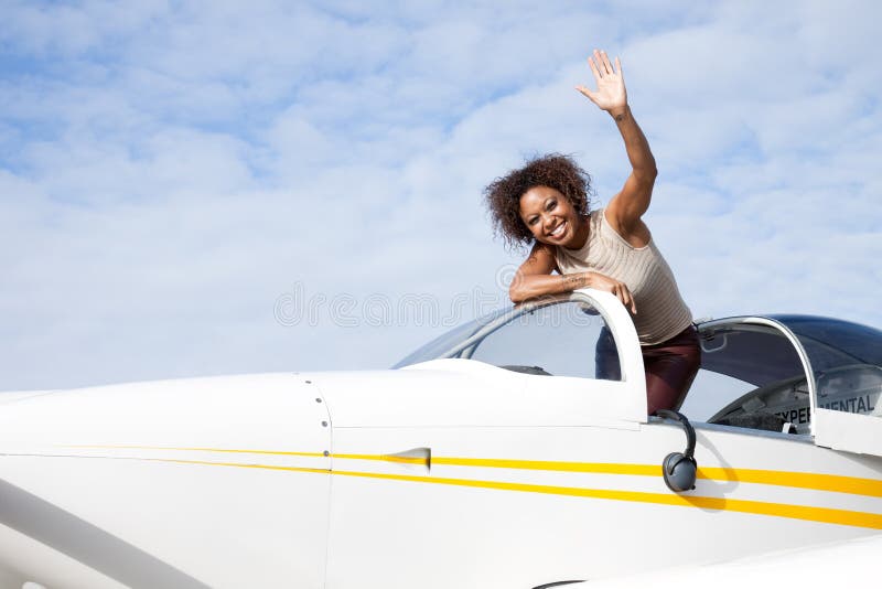 African American Woman Flying a Private Plane Stock Photo - Image of ...