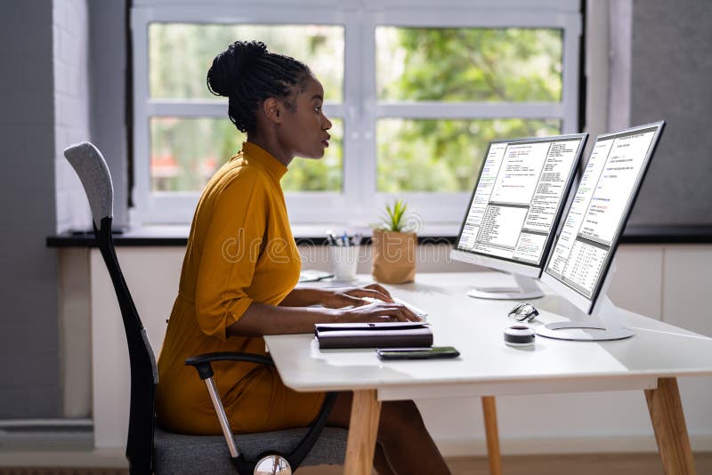African American Woman Programmer. Girl Coding Stock Photo - Image of ... African American Woman Programmer. Girl Coding Stock Photo - Image of ...