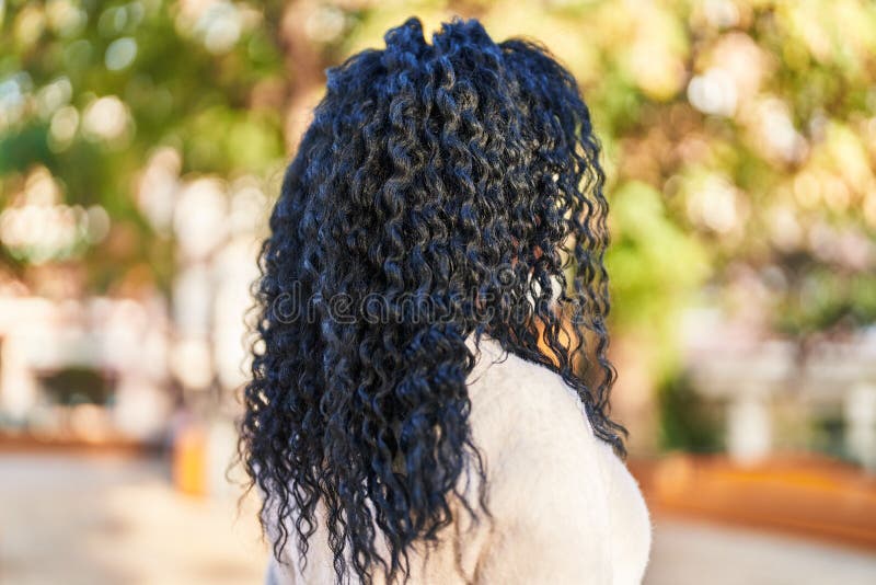 African American Woman Standing on Back View at Park Stock Photo ...