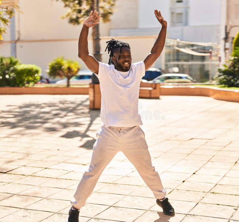 African American Woman Training Jump Exercise at Park Stock Image ...