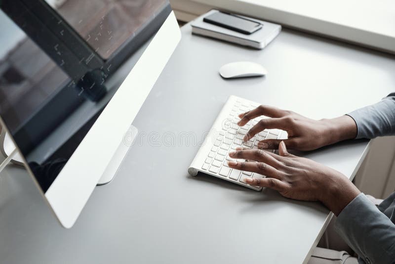African American Woman Typing Stock Photo - Image of work, coding ...