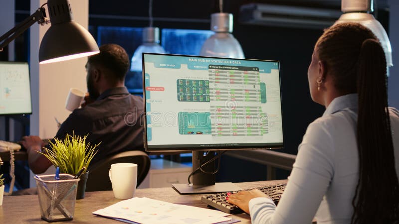 African American Woman Working with Business Web 3.0 App Stock Image ...