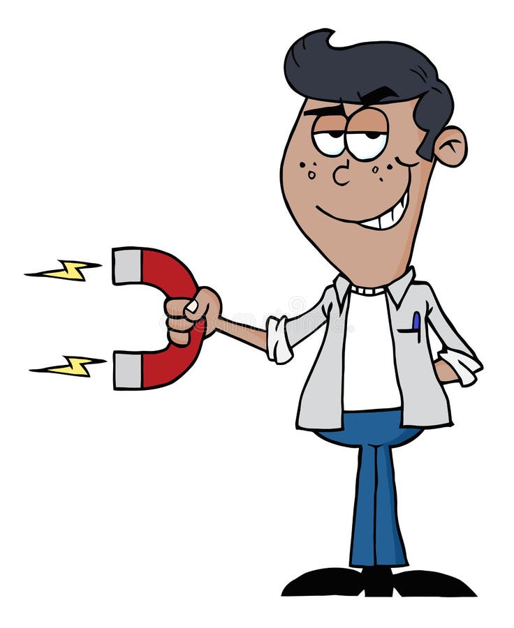 African American Youth Using a Magnet Stock Vector - Illustration of ...