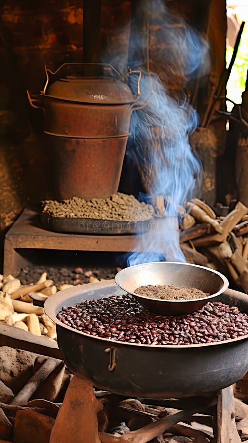 African Americans Roasting Beans on an Open Fire Stock Photo - Image of ...