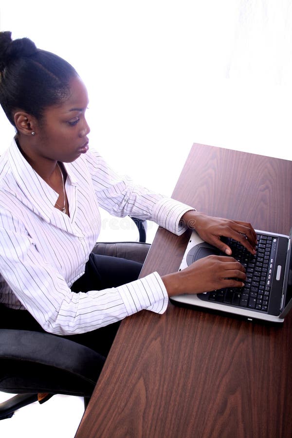 Woman and Computer stock image. Image of notebook, phone - 195471