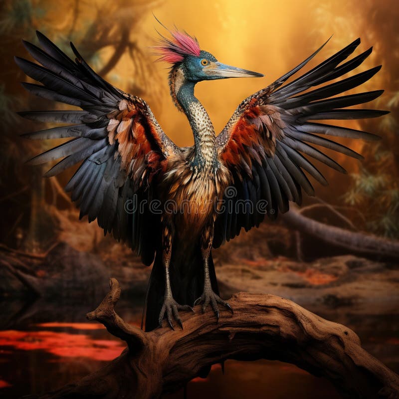 African Anhinga Sitting on the Back of Stock Illustration ...