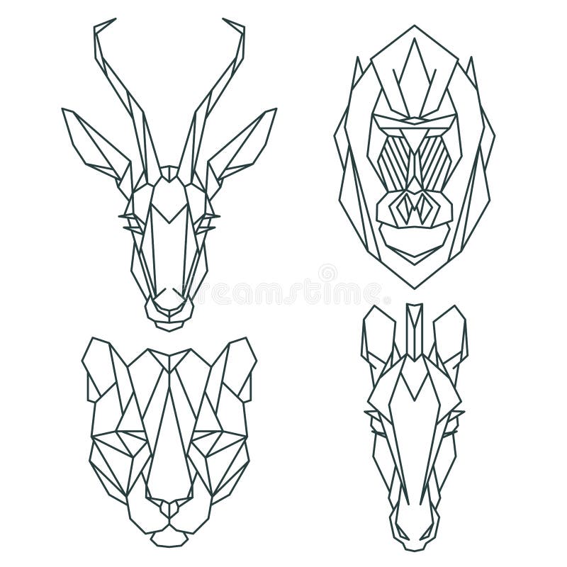 African Animal Icons, Vector Icon Set. Abstract Triangular Style Stock ...
