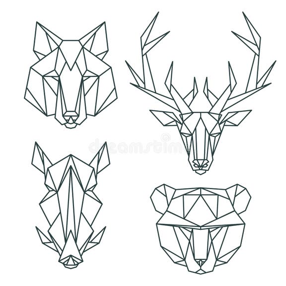 Bear Geometric Head Vector Set Stock Illustrations – 377 Bear Geometric ...