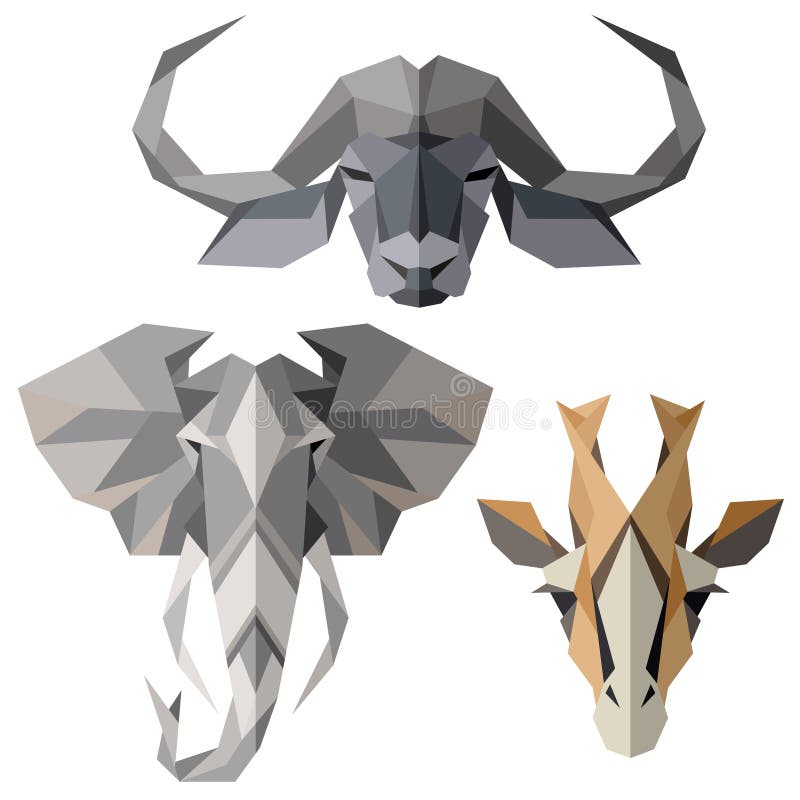 African Animal Icons, Vector Icon Set. Abstract Triangular Style Stock ...
