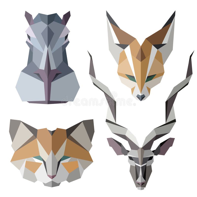 African Animal Icons, Vector Icon Set. Abstract Triangular Style Stock ...