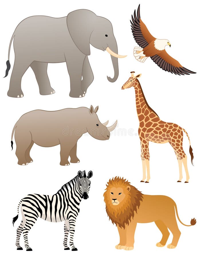 Set with Wild Animals of Africa Stock Vector - Illustration of elephant ...