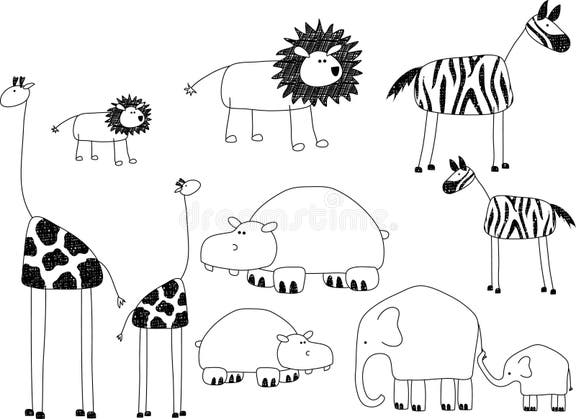 Line Drawing African Animals Stock Illustrations – 3,124 Line Drawing ...