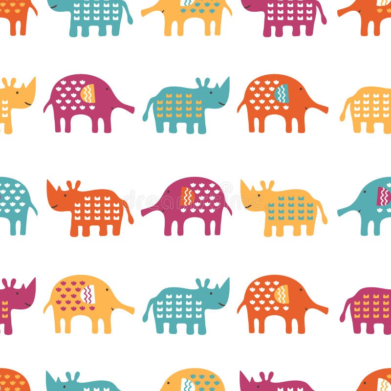 African Animals Cute Seamless Pattern Stock Vector - Illustration of ...