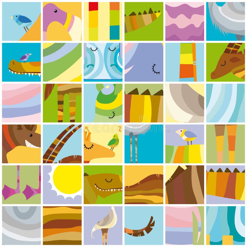 African Animals Random Color Collage Stock Vector - Illustration of ...