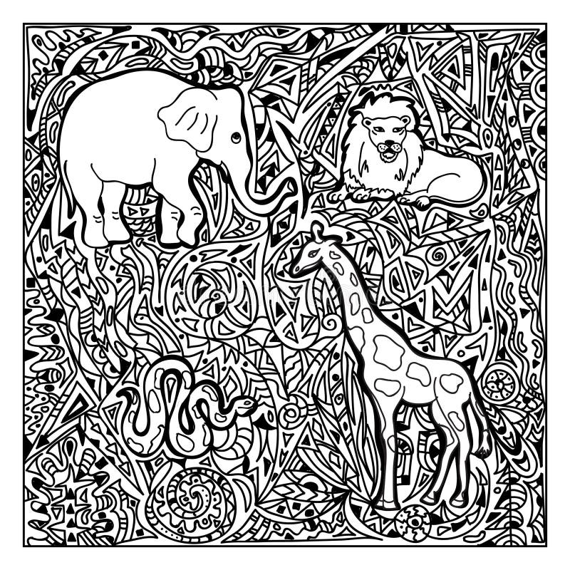 African animals zentangle stock illustration. Illustration of tribal ...