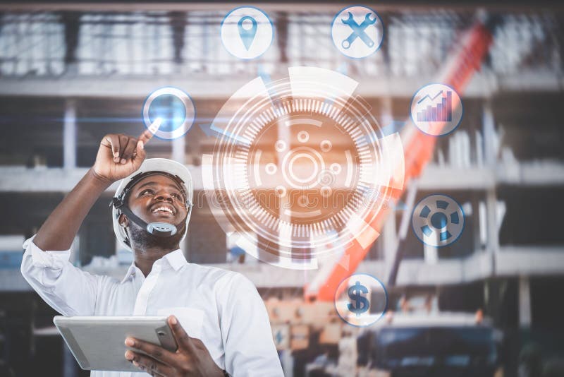 African Architects Engineer Man with Tablet Work Together in the Inside ...