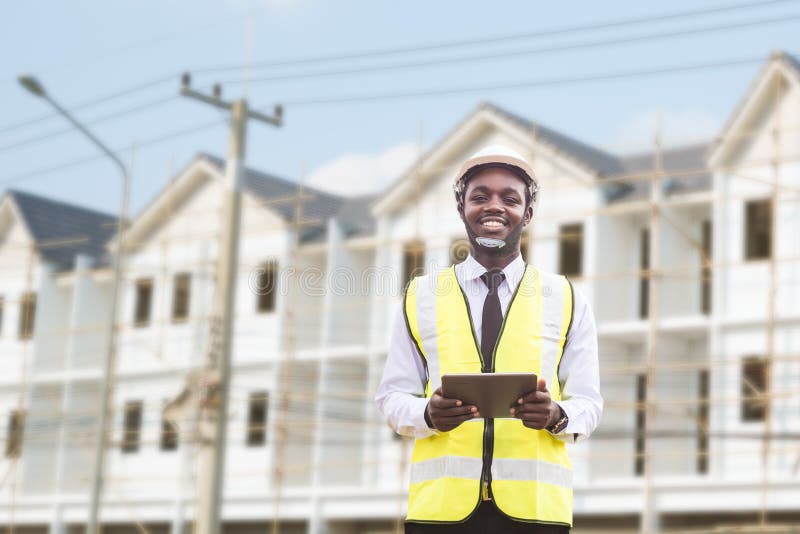 African Architects Engineer Man Using Tablet Work Together in the ...