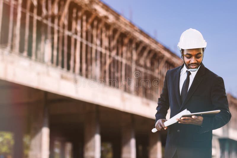 African Architects Engineer Manager with Tablet Work Together in the ...
