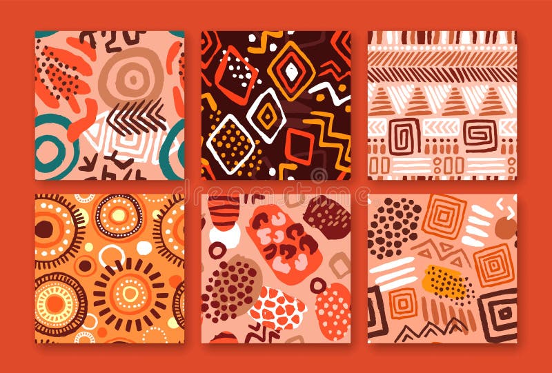 African Art Style Seamless Pattern Set Stock Vector Illustration Of