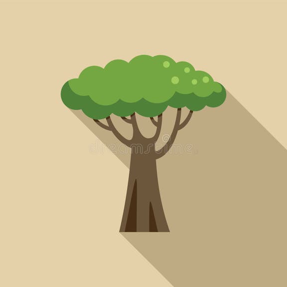 African Baobab Tree Casting a Long Shadow on the Savannah Stock Vector ...