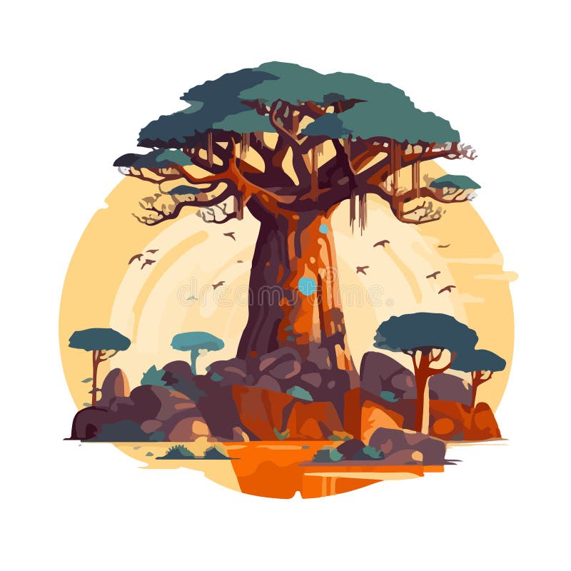 Baobab or Bao Bab Tree Vector Illustration Stock Vector - Illustration ...