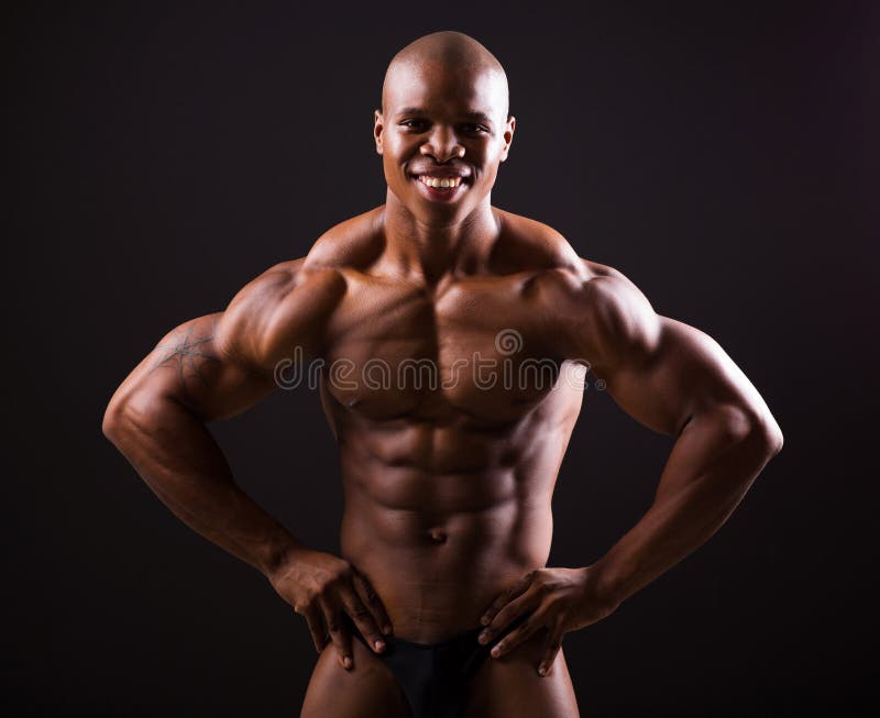African Bodybuilder Black Background Stock Image - Image of length ...