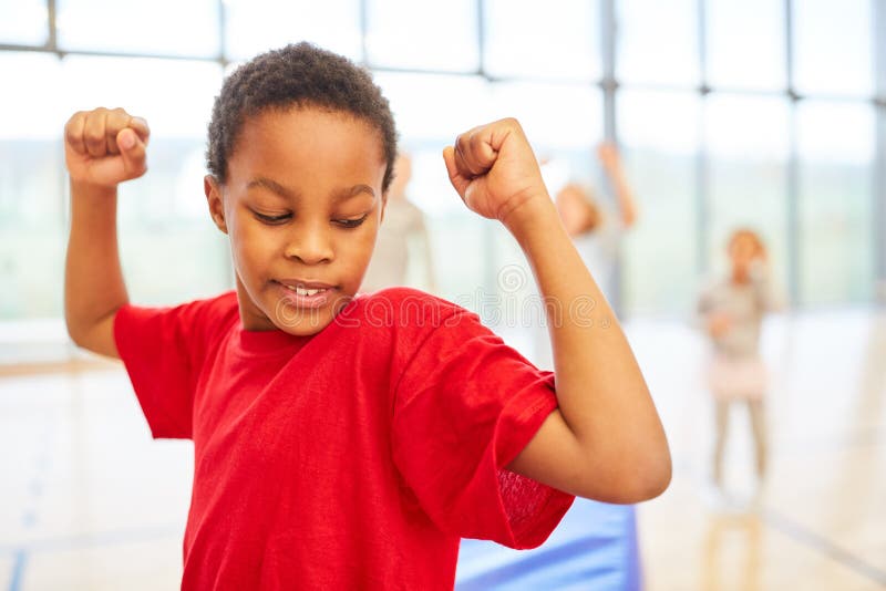 African Boy is Doing Bodybuilding Stock Image - Image of smile ...