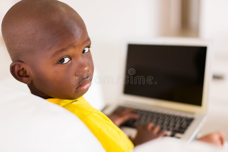 African Boy Laptop Computer Stock Photo - Image of bright, back: 63076950