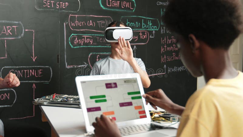 African Boy Programming System while Caucasian Girl Enter Metaverse ...