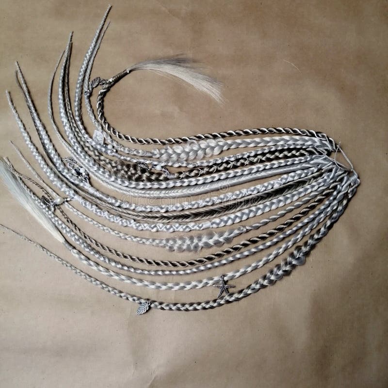 African Braids with Kanekalon at Close Range with Beads Stock Photo ...