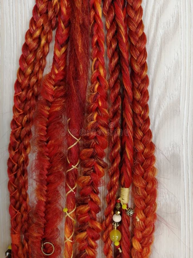 African Braids with Kanekalon at Close Range with Beads Stock Photo ...