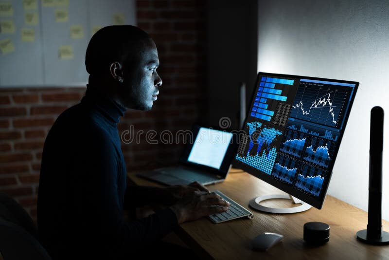 African Business Analyst Working Late Stock Photo - Image of work ...