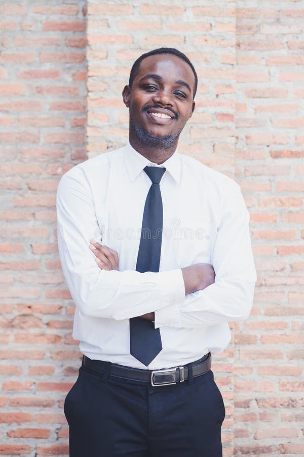 African Business Man Stand with Smiling Stock Photo - Image of people ...