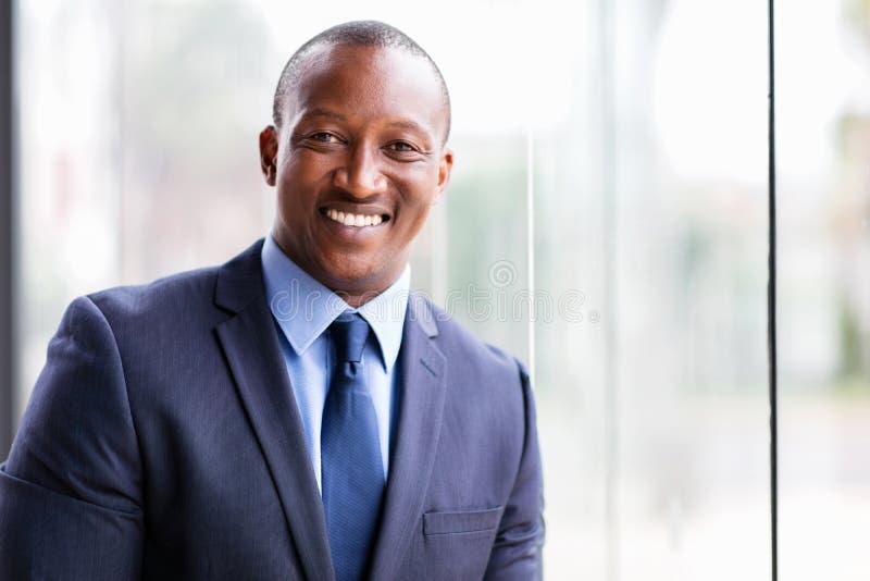 African Business Man Standing Stock Image - Image of american, office ...