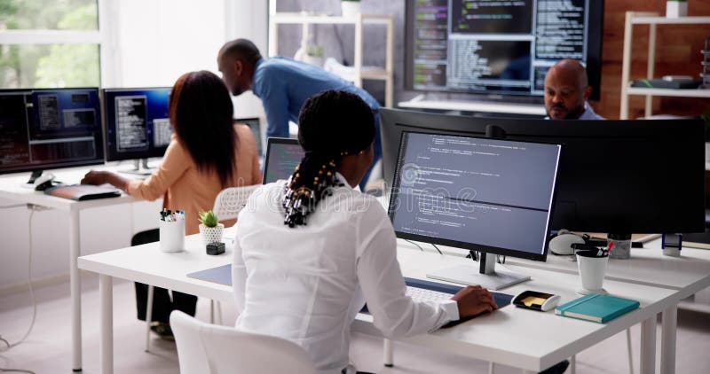 African Business Team Working on Computer Stock Photo - Image of online ...