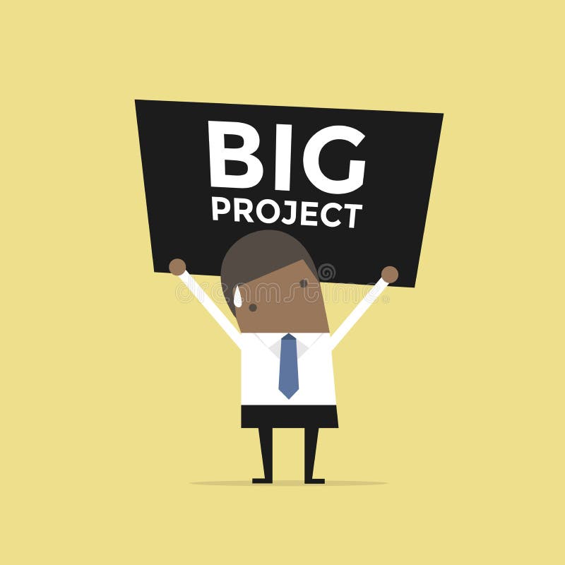 African Businessman Carrying a Heavy Big Project. Stock Vector ...