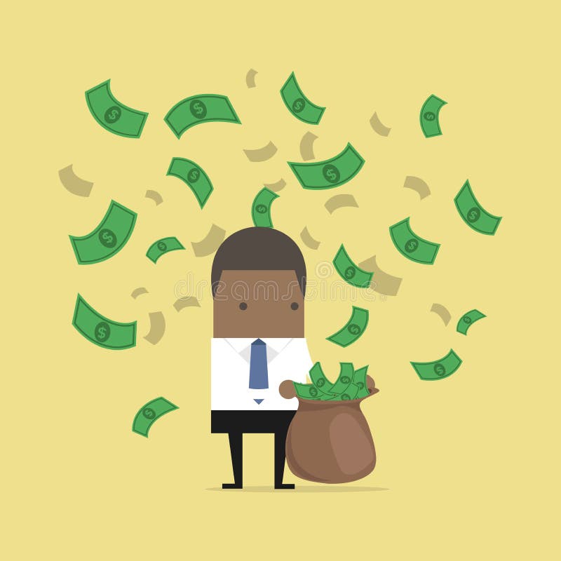 Businessman Catching Money with Fishing Rod Stock Vector - Illustration ...