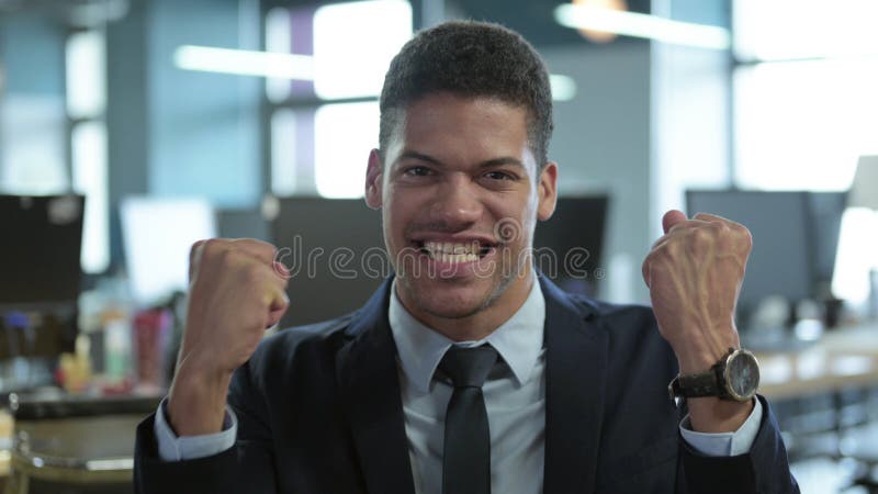 The African Businessman Celebrating Win at Work Stock Image - Image of ...
