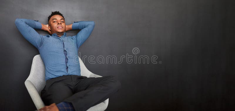 African Businessman Leans Back, Relaxed Stock Photo - Image of idea ...