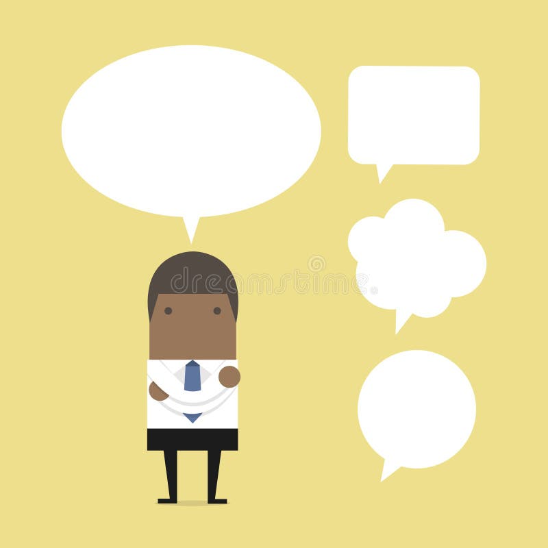 African Businessman Thinking with Bubble Chat. Stock Vector ...