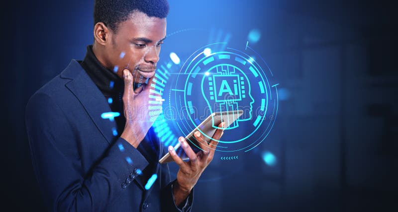 African Businessman Using Tablet with Pensive Look, Technology and ...