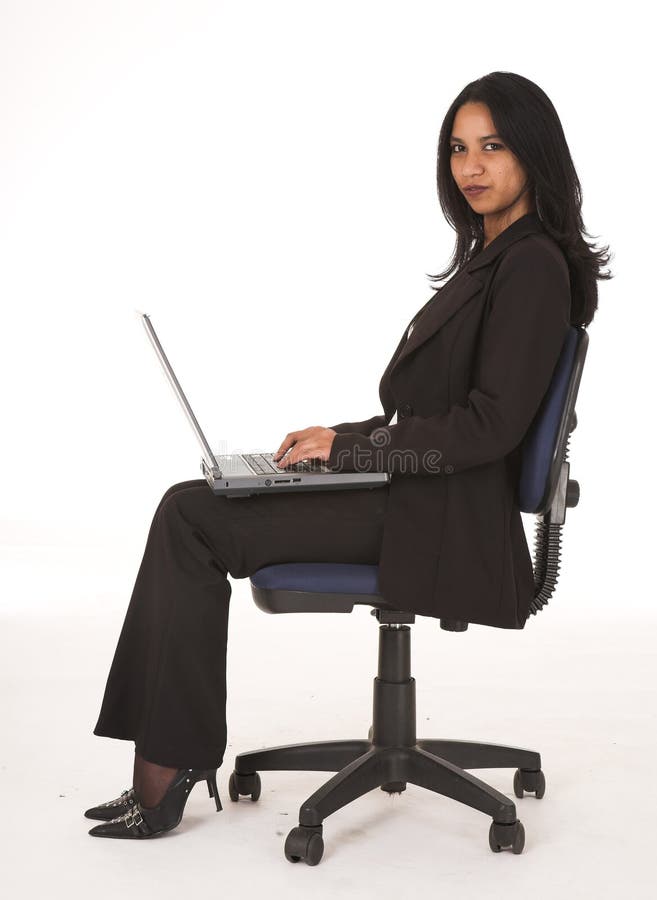 160 Woman Laptop Her Lap Sitting Chair Stock Photos - Free & Royalty ...