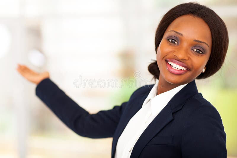 African Businesswoman Presenting Stock Image - Image of collar ...