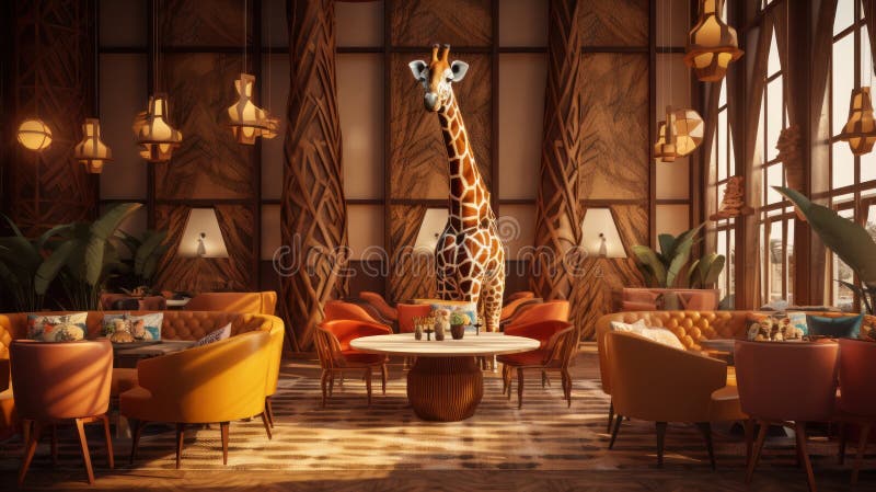 African Cafe Interior in Wild Animal Style Stock Photo - Image of ...