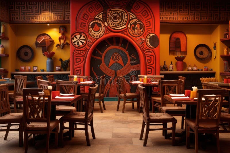 African Cafe Interior in Wild Animal Style Stock Illustration ...