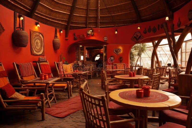 African Cafe Interior in Wild Animal Style Stock Illustration ...