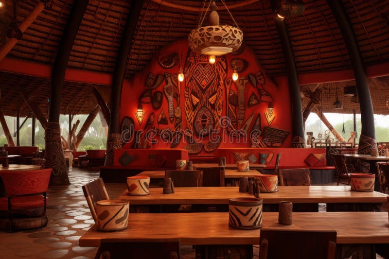 African Cafe Interior in Wild Animal Style Stock Illustration ...